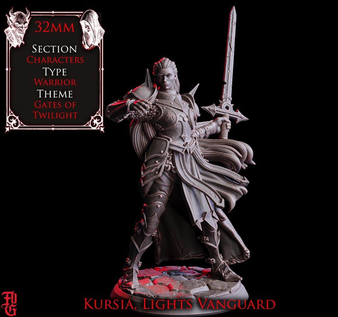 Kursia Lights Vanguard | 32mm Male Armored Warrior Miniature | Resin ...