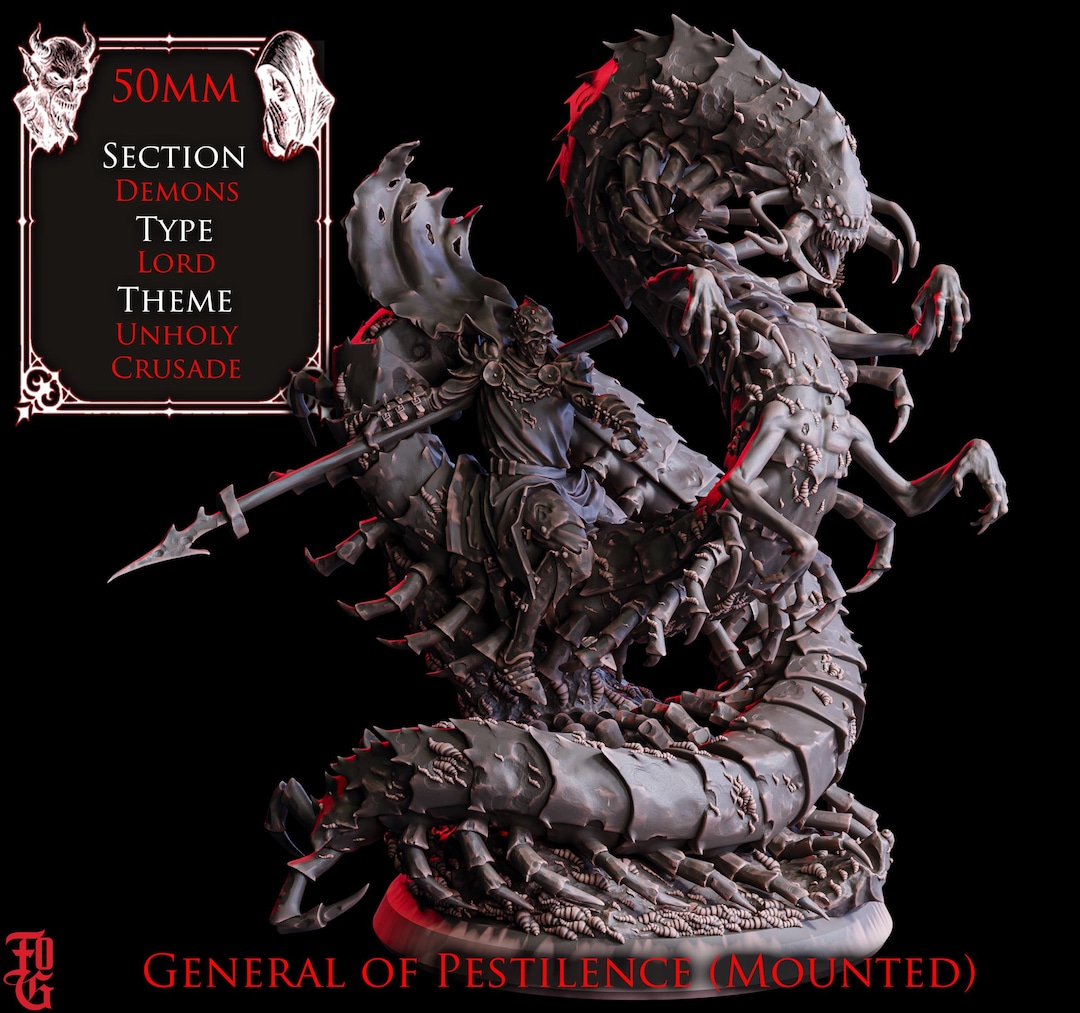 General of Pestilence Mounted | 50mm Demon Lord Miniature | Resin Model ...