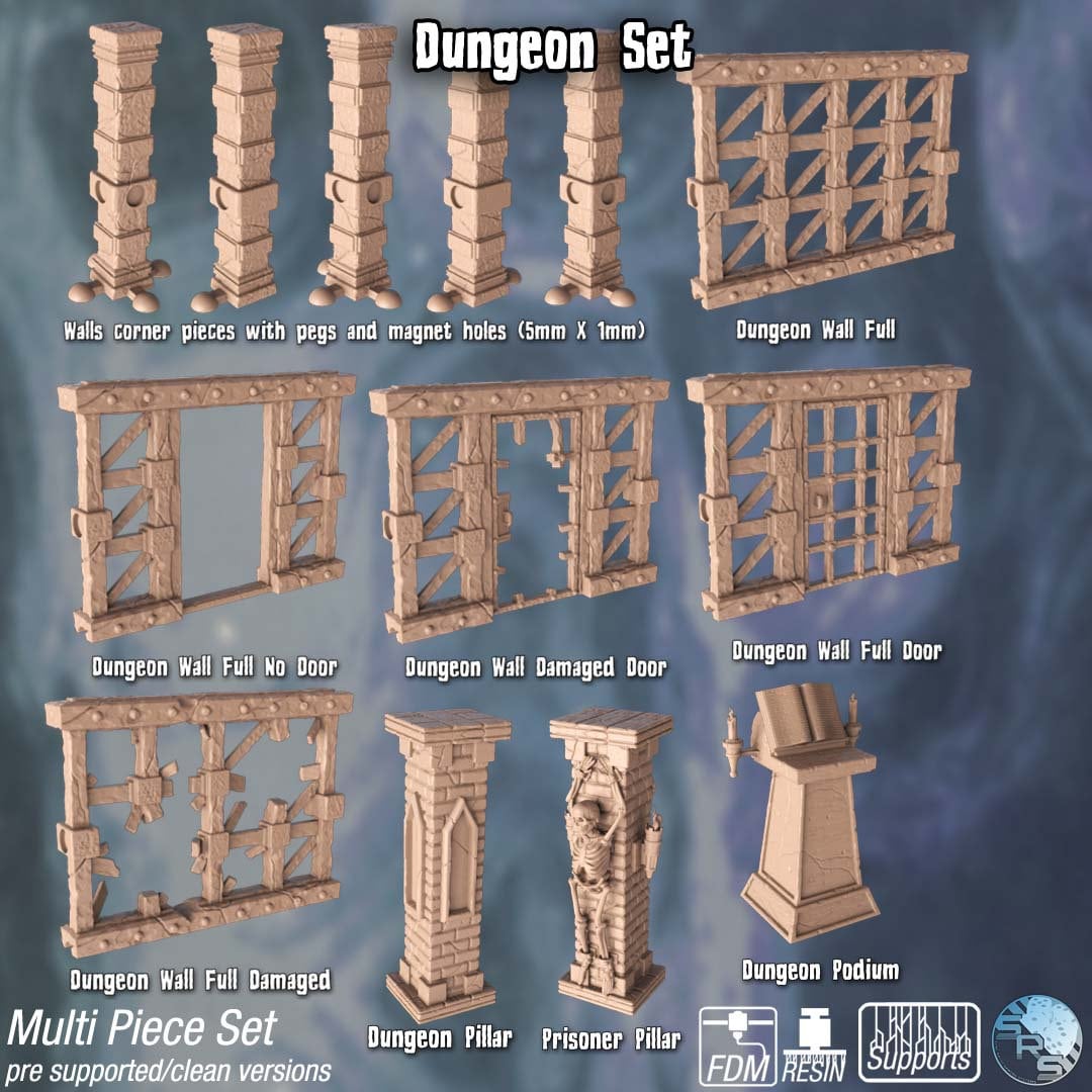 Dungeon Set Terrain - Traps, Walls, Skulls, Fountain, Portal ...