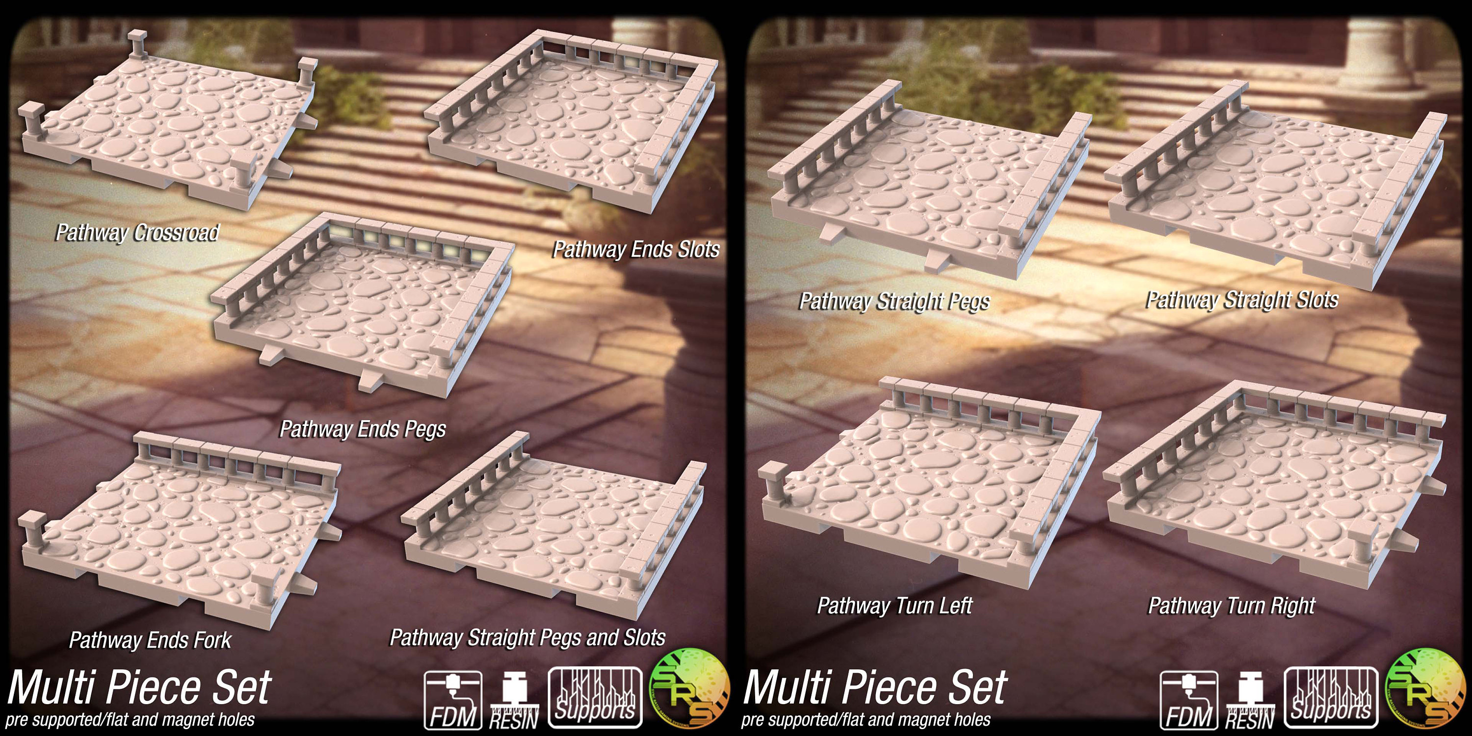 Courtyard Terrain - Pillars, Banners, Shrubbery, Plants, Flower Beds ...