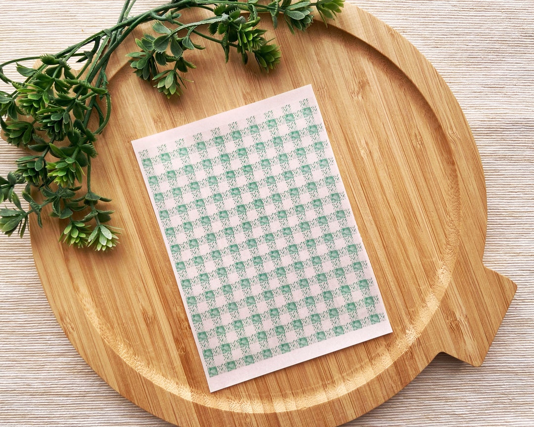 Mint Gingham Pattern Clay Transfer Sheet, Water Soluble Transfer Paper ...