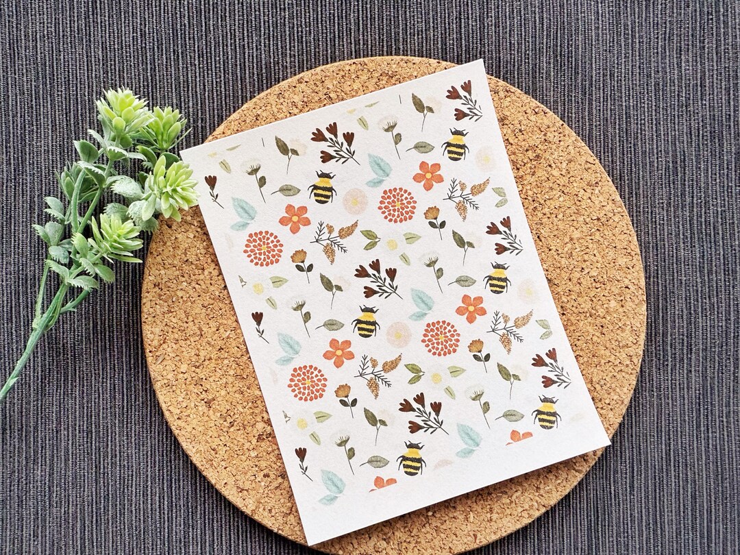 Bee Meadow Polymer Clay Transfer Sheet – Floral Spring Honeybee Design ...
