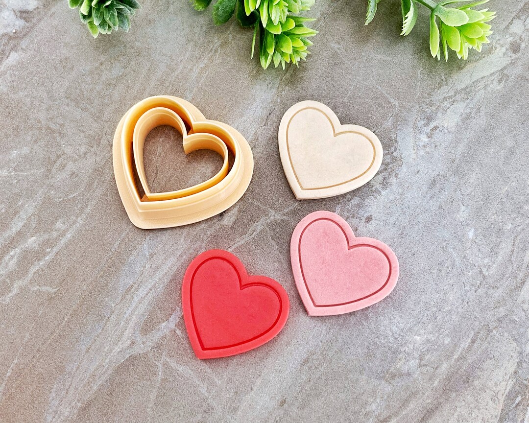 Border Heart Clay Cutters, Heart Shaped Polymer Clay Cutter, Cookie ...