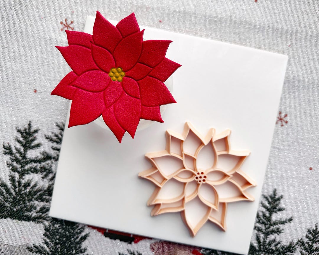 Poinsettia Trinket Dish Cutter - Christmas 2024 Festive Polymer Clay ...