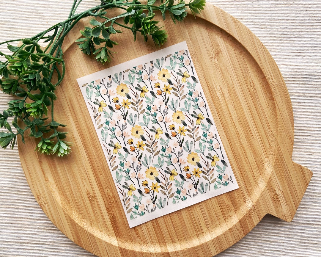 Yellow Spring Flowers Floral Clay Transfer Sheet, Water Soluble ...