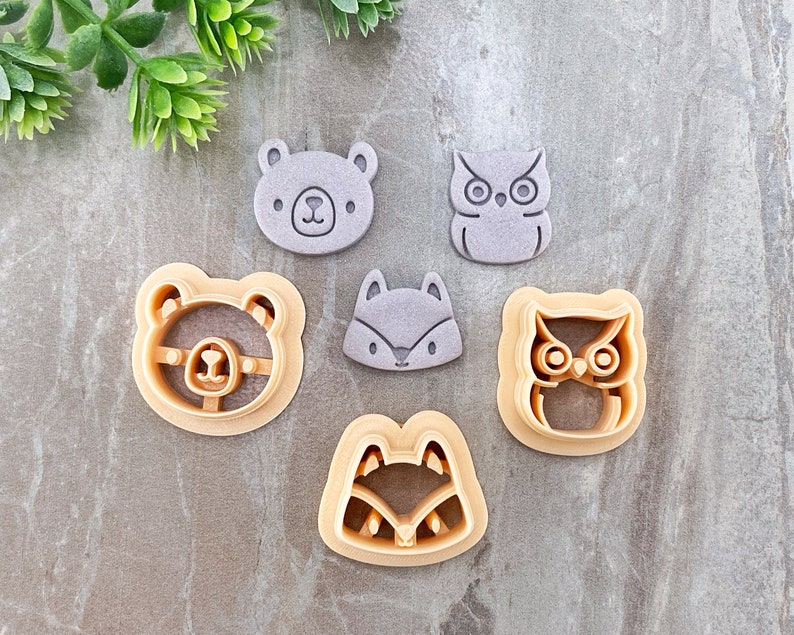 Animal Clay Cutter Set (owl, Bear, Fox), Woodland Polymer Jewelry Tools ...