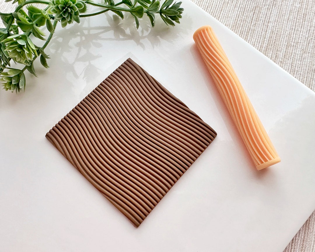 Waves Clay Texture Roller, Polymer Clay Texture Roller, Resin Hand ...