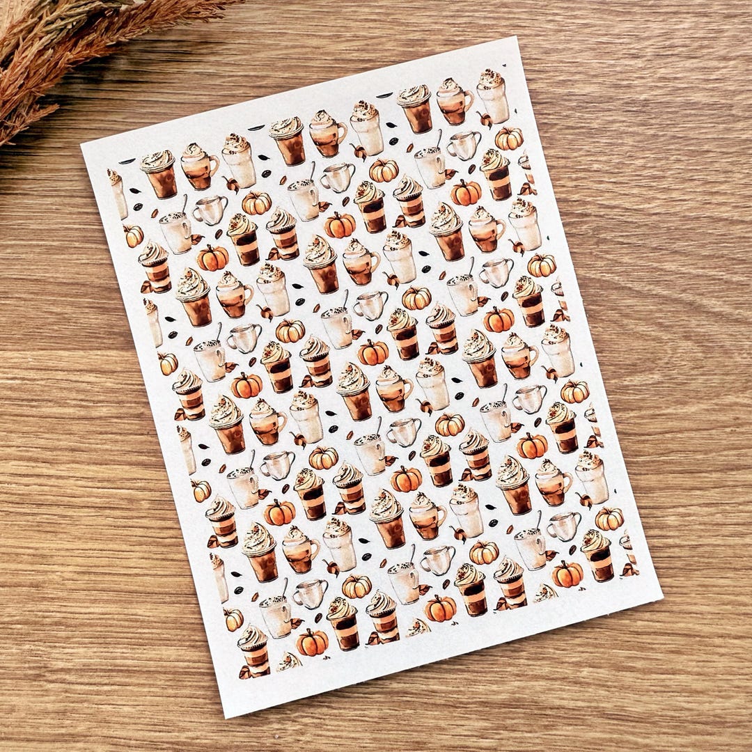 Pumpkin Spice Latte Polymer Clay Transfer Sheet: Fall Art (3.9" X 5 ...