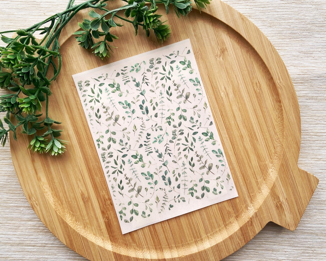 Soft Green Leaves Spring Clay Transfer Sheet, Water Soluble Transfer ...