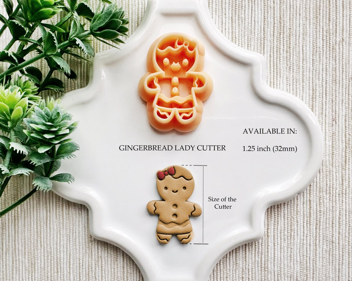 Cute Gingerbread Couple Christmas Clay Cutter, Polymer Clay Cutter for ...