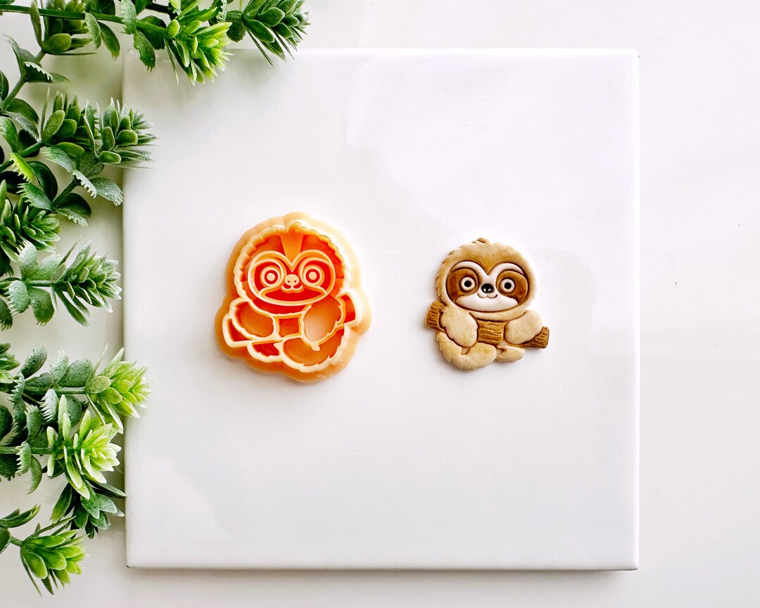 Cute Sloth Clay Cutter, Cute Animal Polymer Clay Cutter, Embossing ...