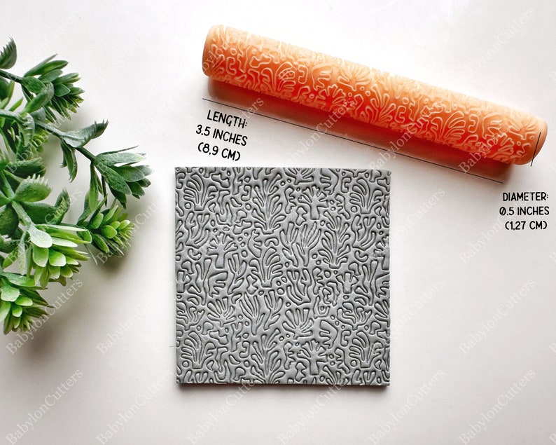 2D Corals Clay Texture Roller, Polymer Clay Texture Roller, Resin Hand ...