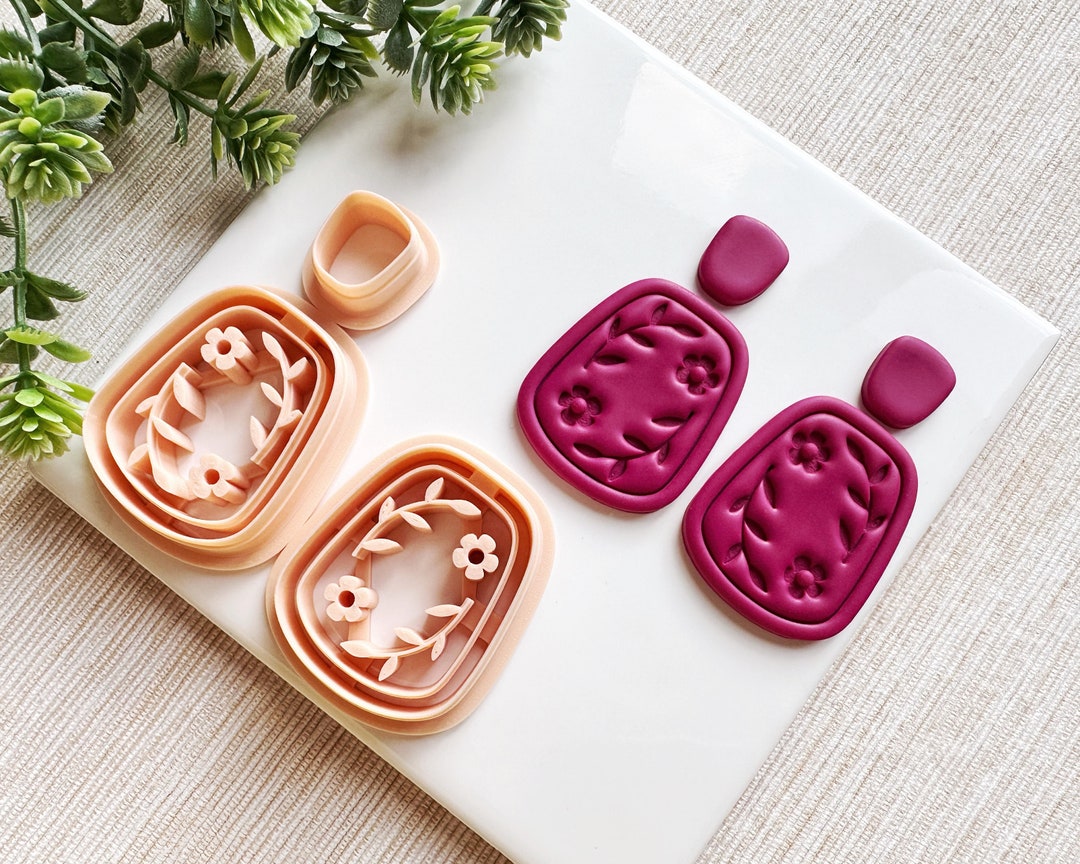 Embossing Floral Dangle Spring Clay Cutter Set, Embossing Polymer Clay ...