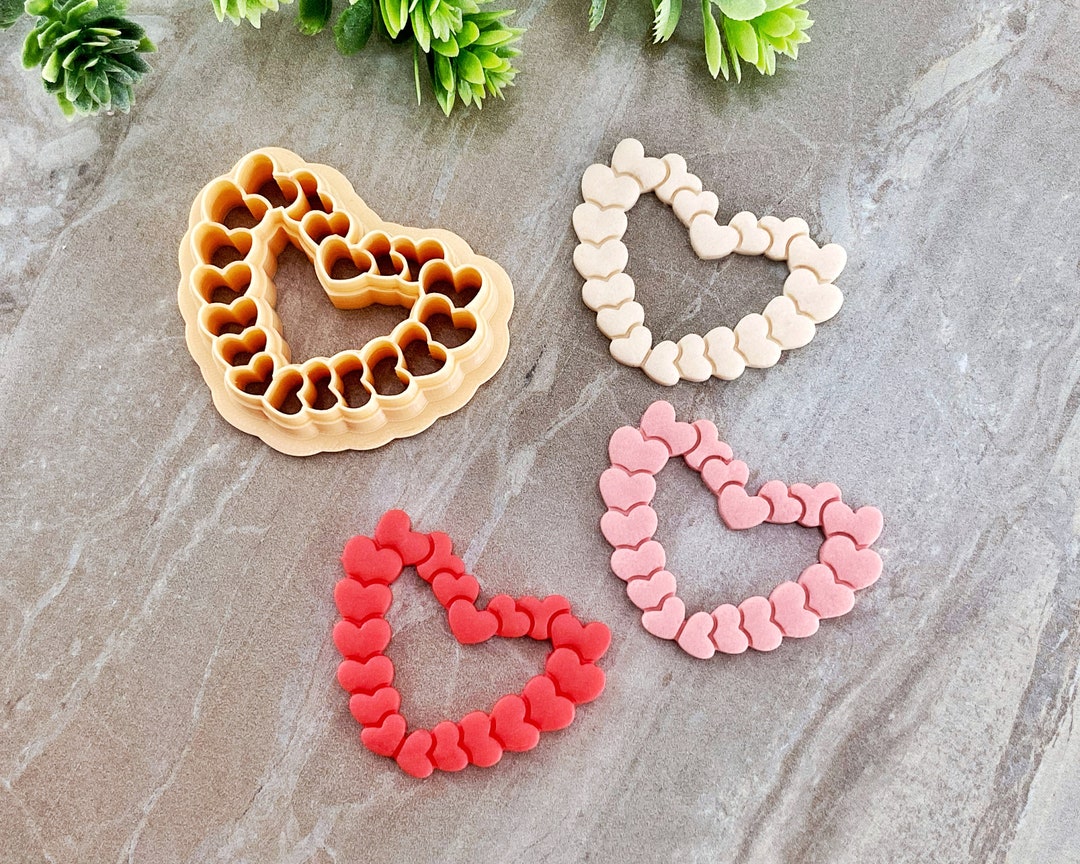 Heart Wreath Clay Cutters, Heart Shaped Polymer Clay Cutter, Cookie ...