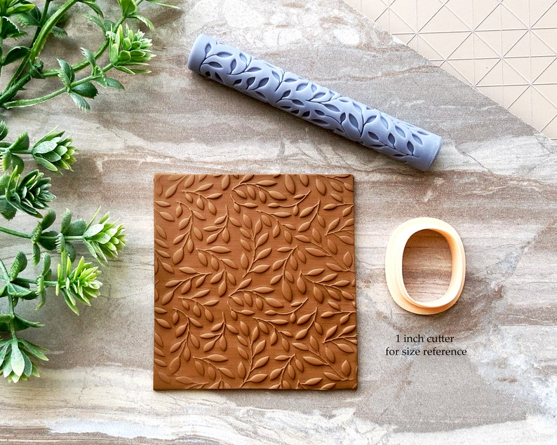 Branches With Leaves Clay Texture Roller Spring Pattern - Etsy