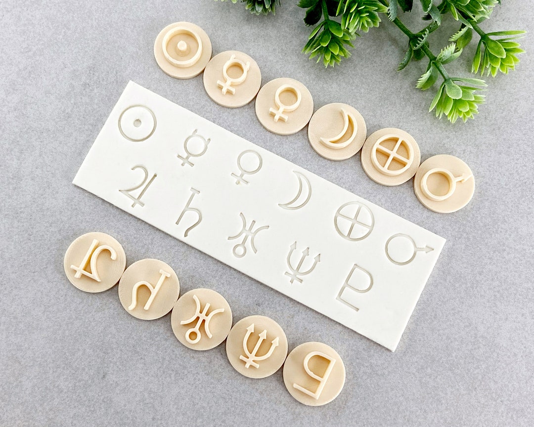 Planet Symbols Clay Stamps, Polymer Clay Stamps, Set of 11, Cookie ...