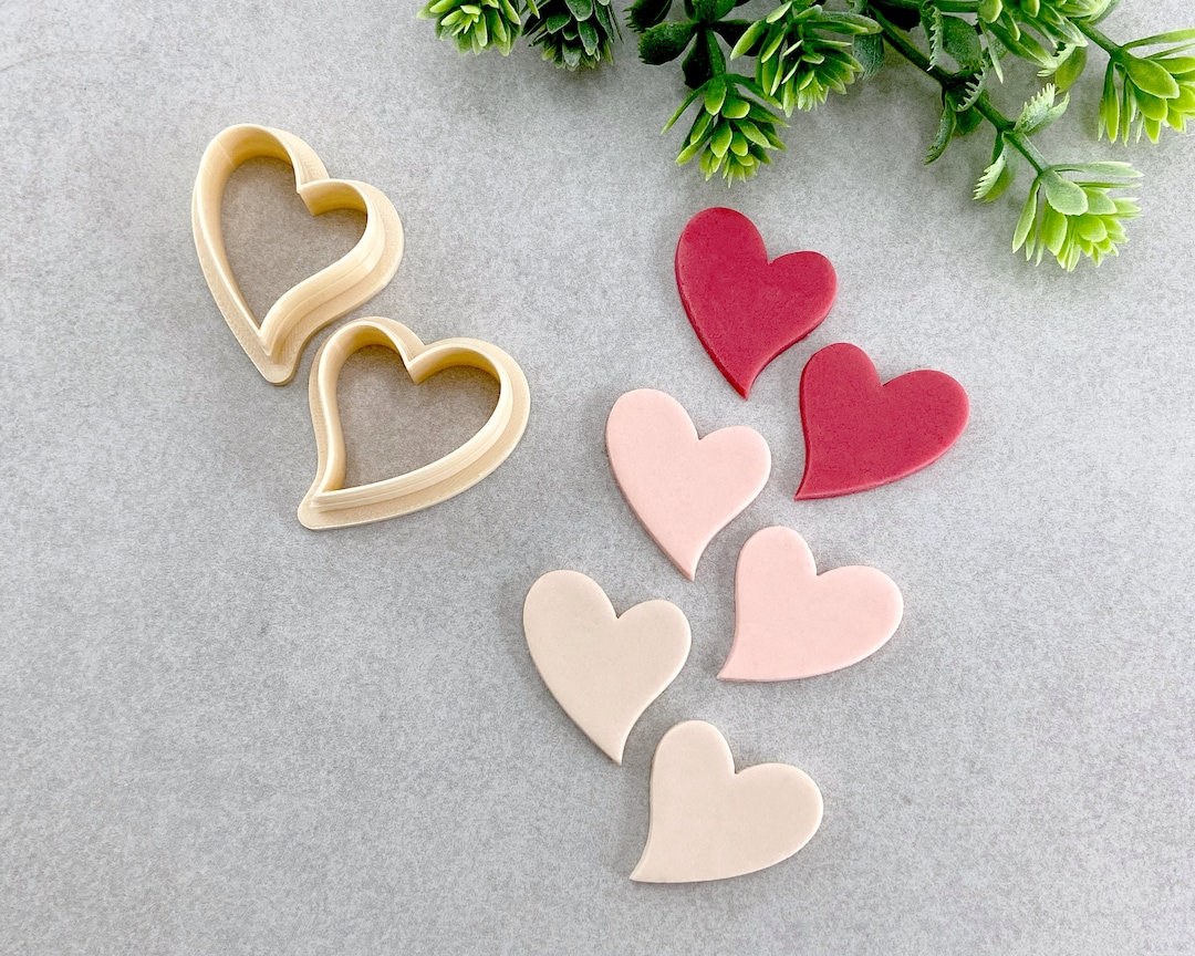Pointy Hearts Valentine's Day Clay Cutters, Organic Hearts Polymer Clay ...
