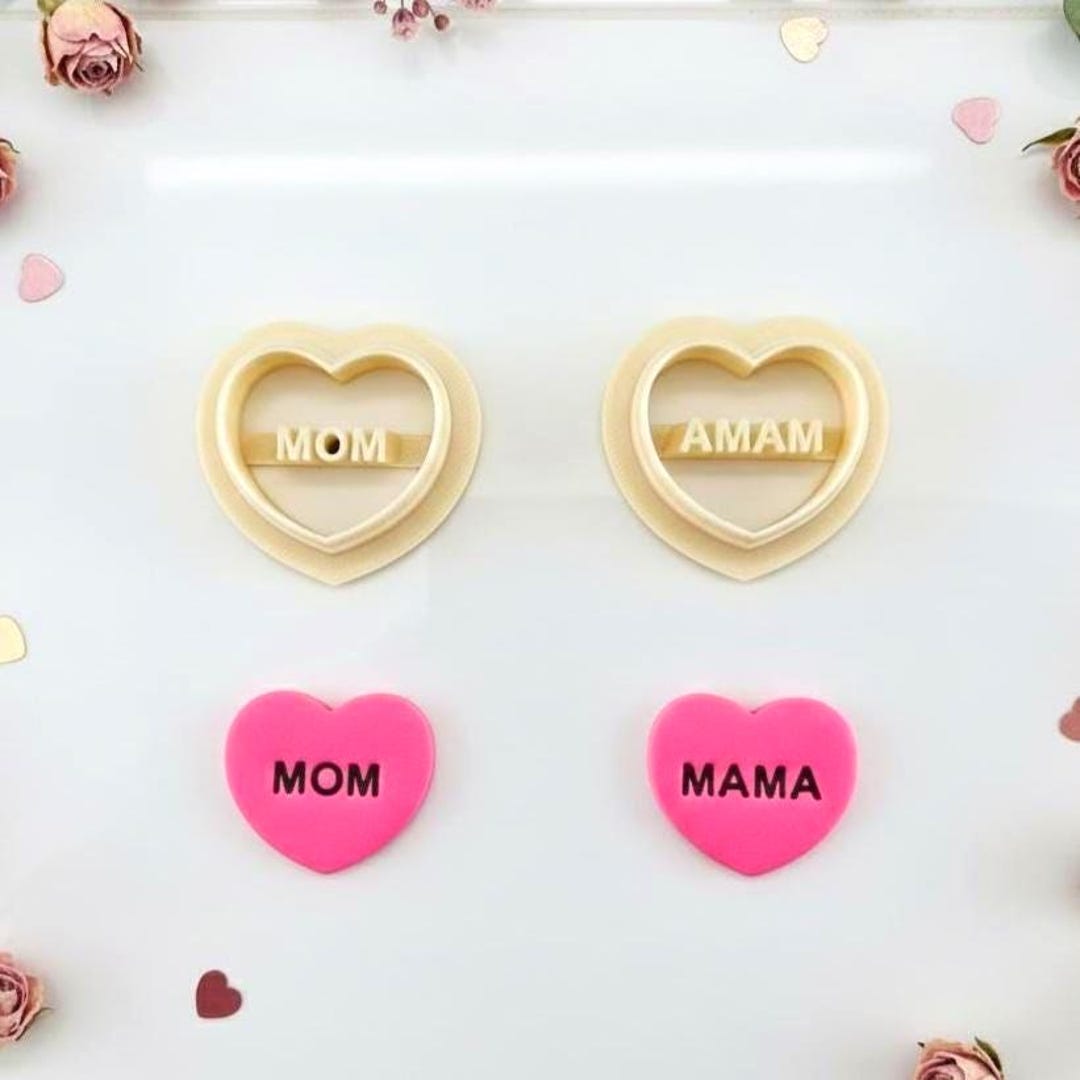 Mom and Mama Candy Heart Polymer Clay Cutter Set for Mother's Day - Etsy UK