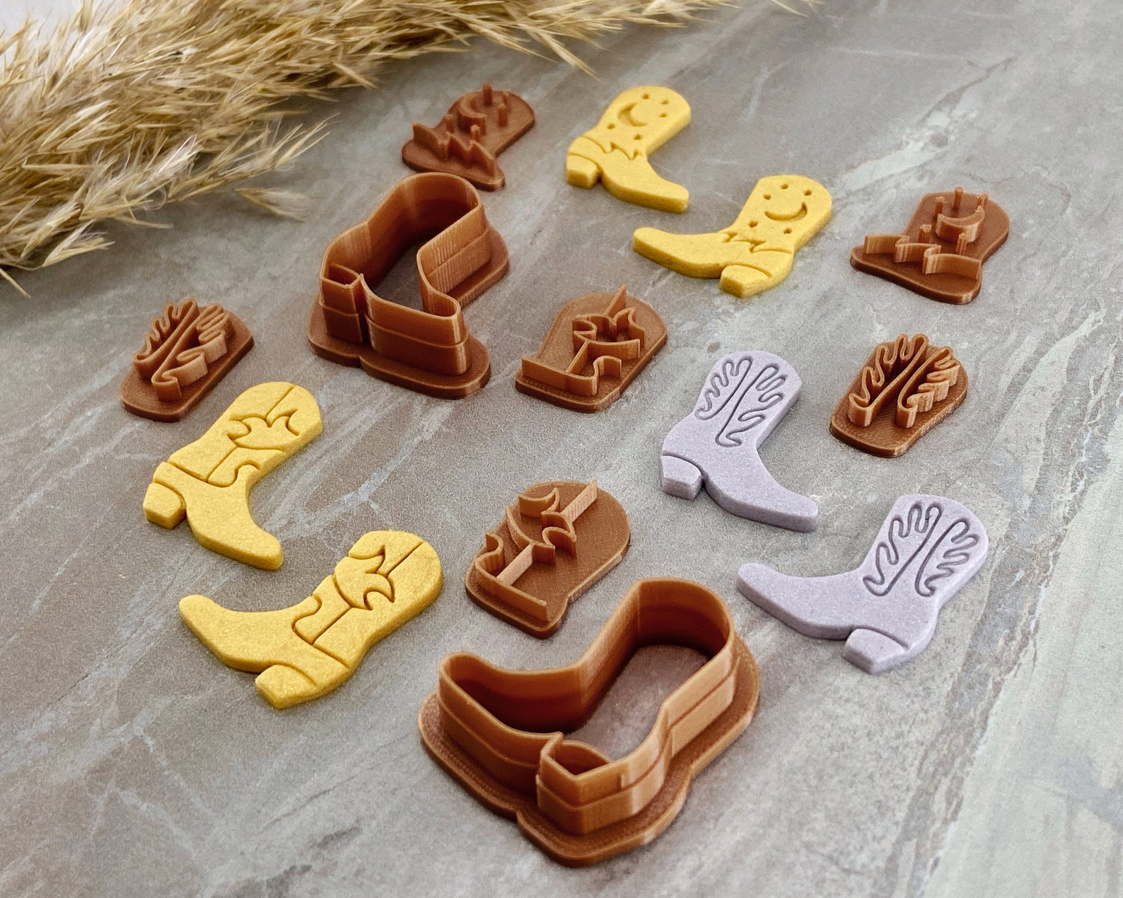 Cowboy Boots Clay Cutter Set With Stamps Embossing Boots - Etsy