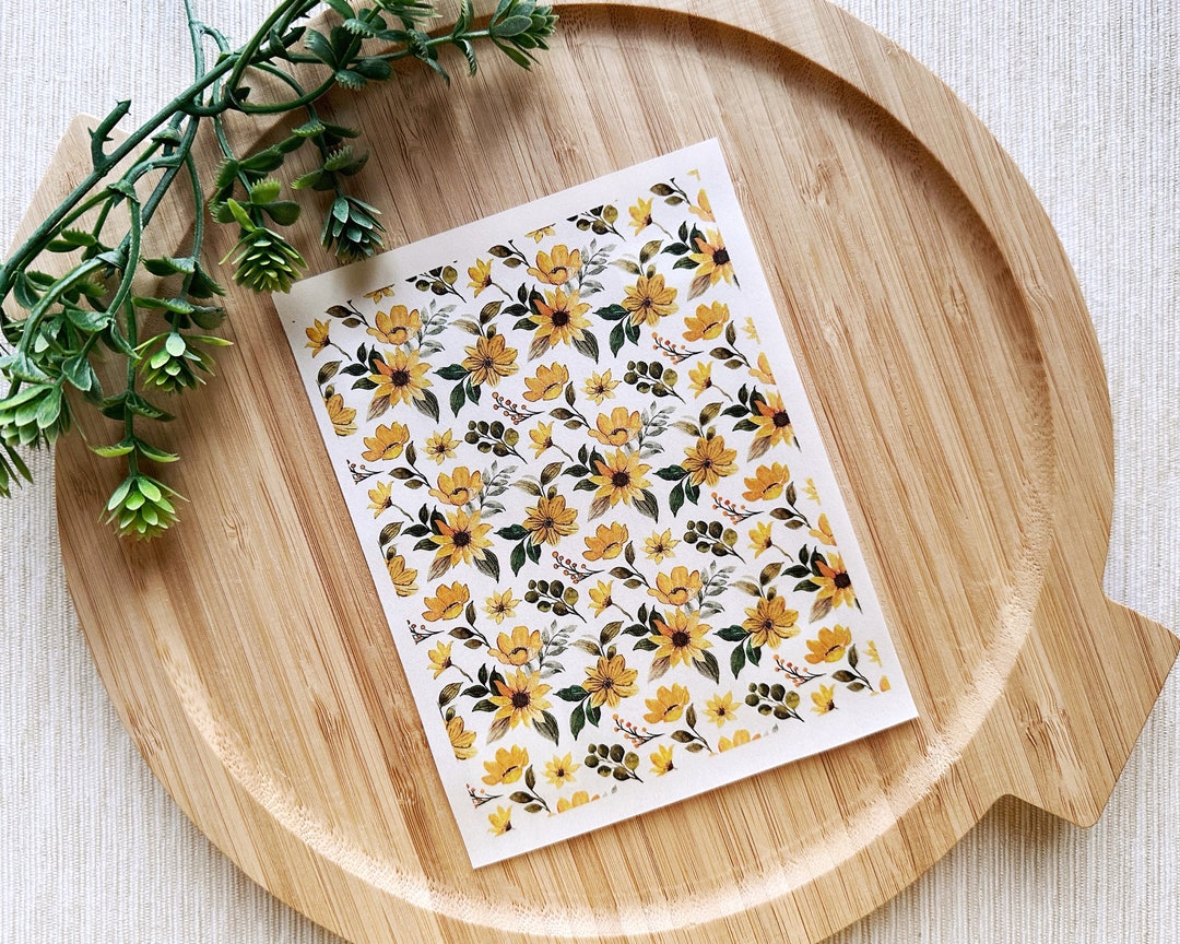 Sunflowers Floral Clay Transfer Sheet, Water Soluble Transfer Paper ...