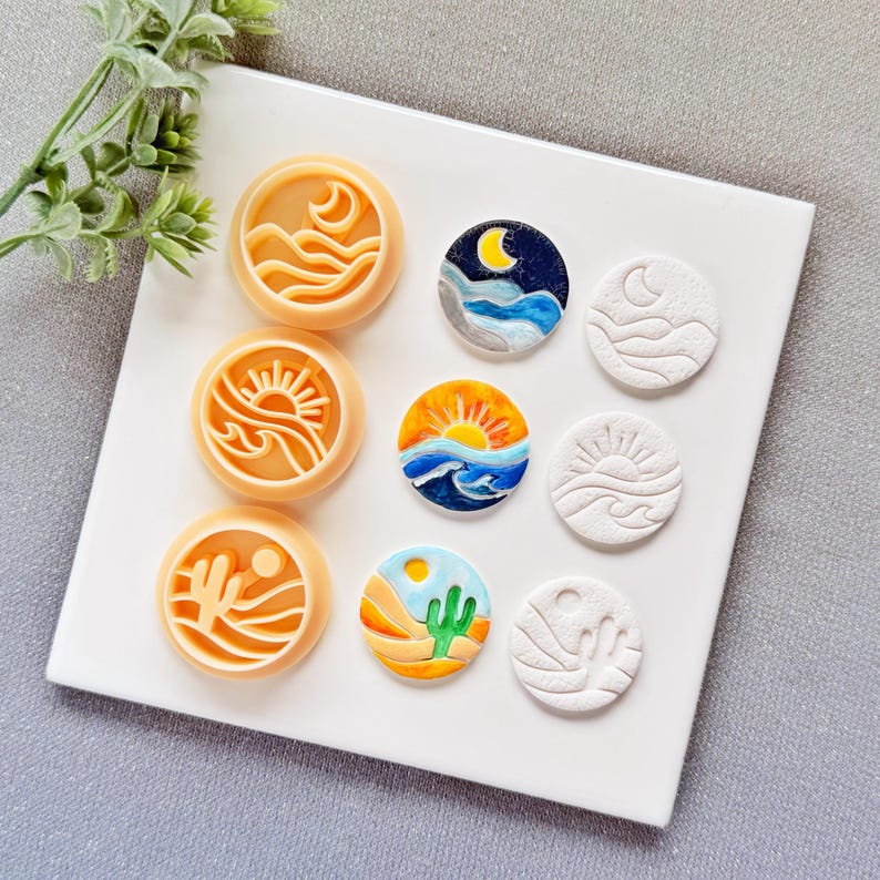 Scenic Horizon Landscape Clay Cutter, Moon & Sun Jewelry Tool, Western ...
