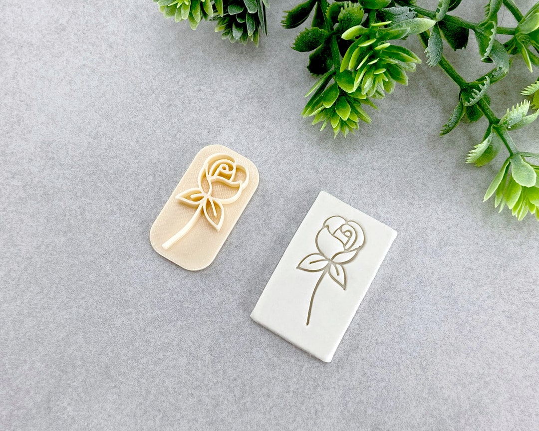 Floral Rose Clay Stamp, Embossing Polymer Clay Stamp, Soap, Ceramics ...