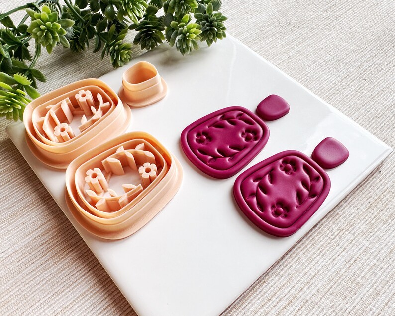 Embossing Floral Dangle Spring Clay Cutter Set Embossing - Etsy