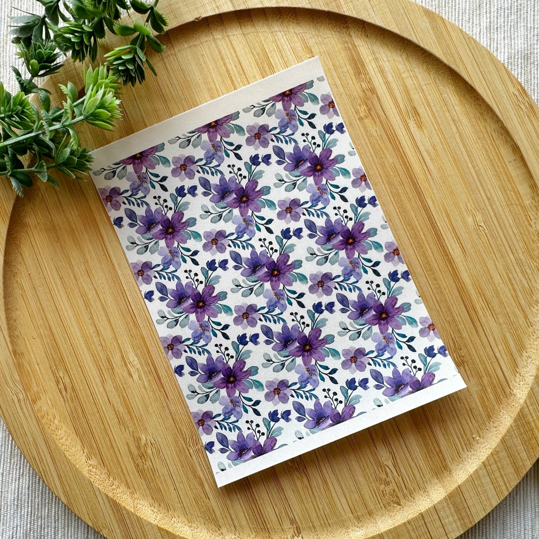 Purple Floral Clay Transfer Sheet, Water Soluble Transfer Paper ...