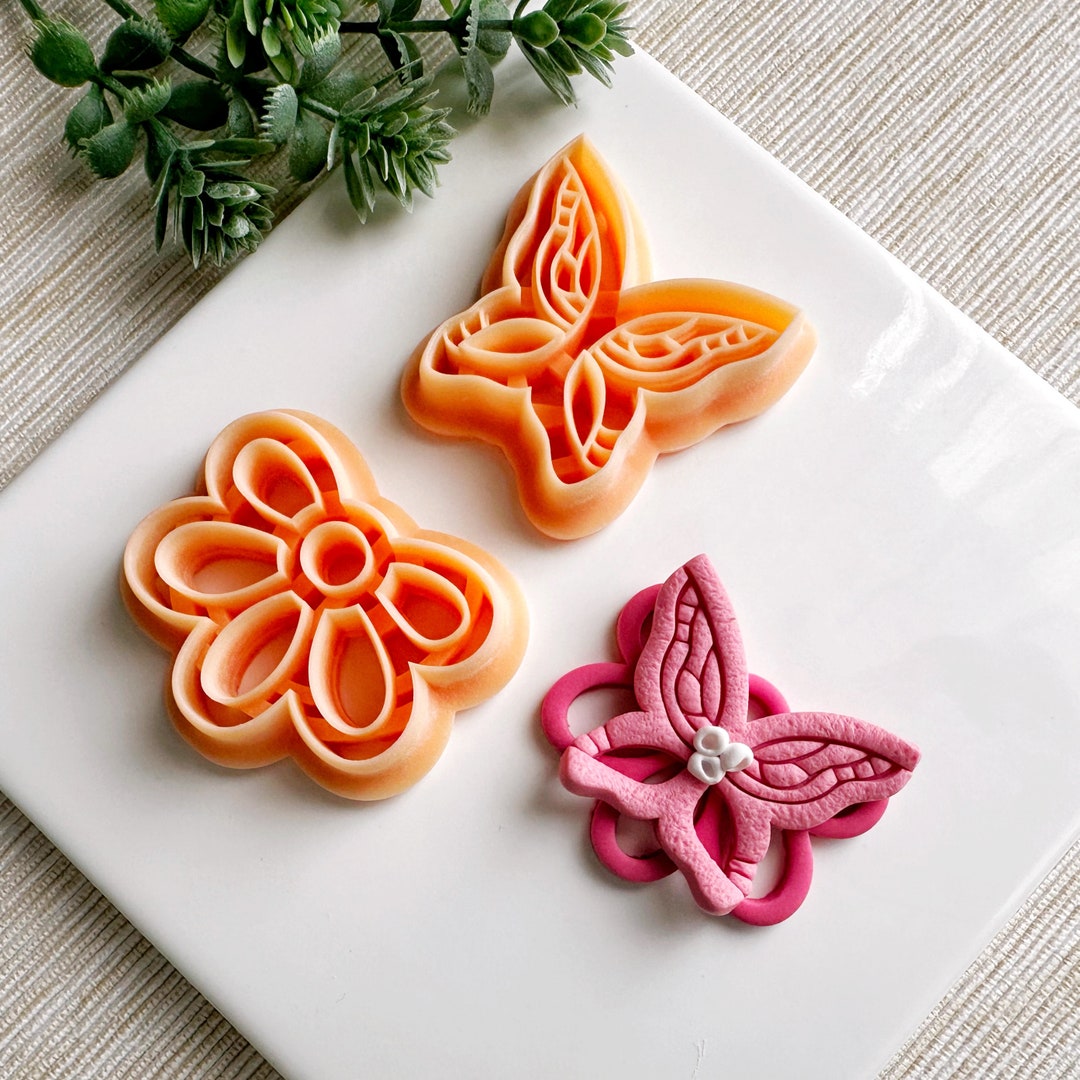 Cutout Daisy & Butterfly Clay Cutter Set – Floral Embossing Cutter for ...