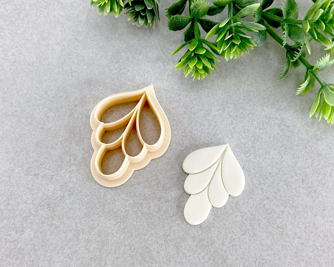 Floral Drop 5 Petal Leaf Clay Cutter, Polymer Clay Dangle Earrings ...
