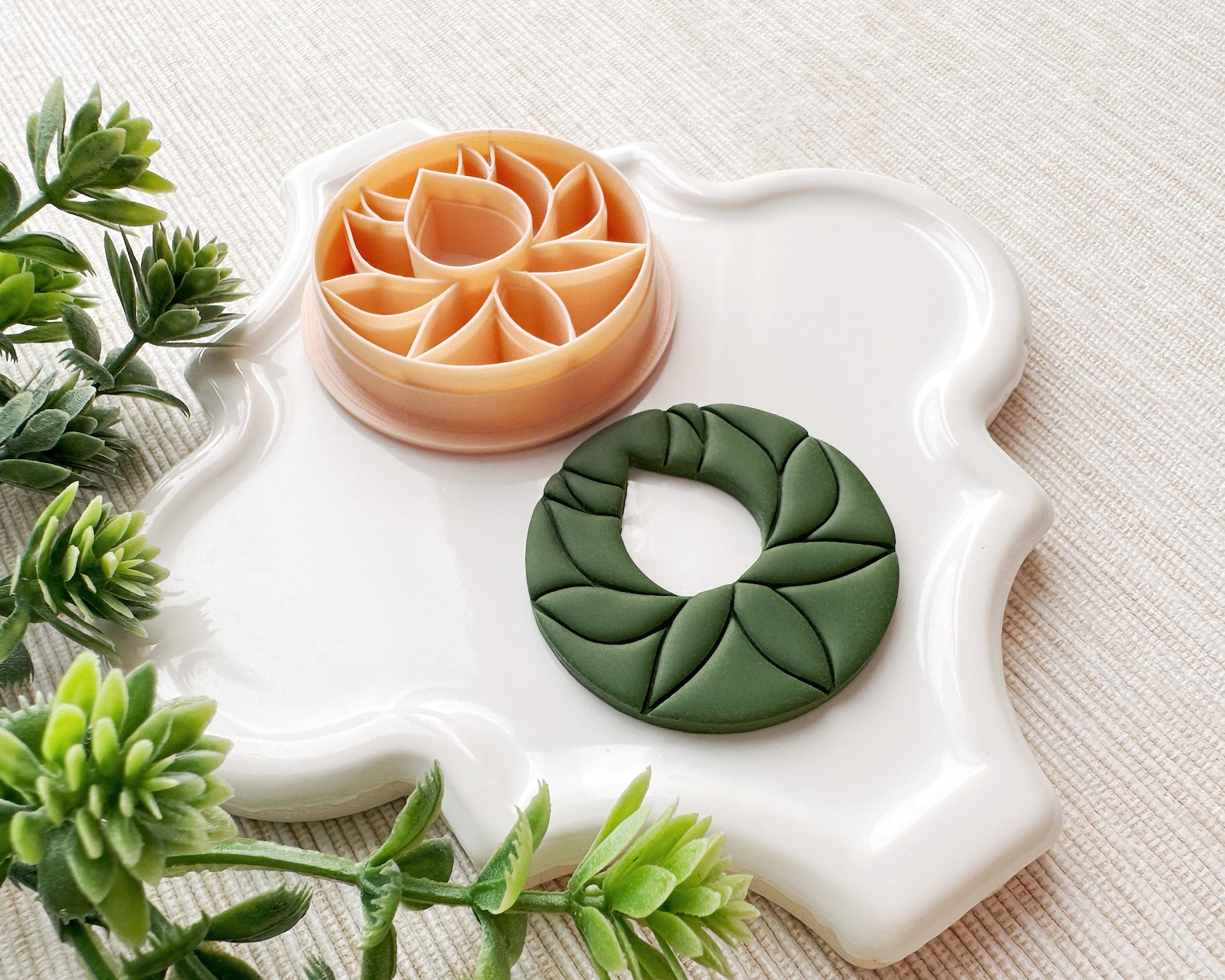 Lotus Flower Donut Spring Clay Cutter, Embossing Polymer Clay Cutter ...