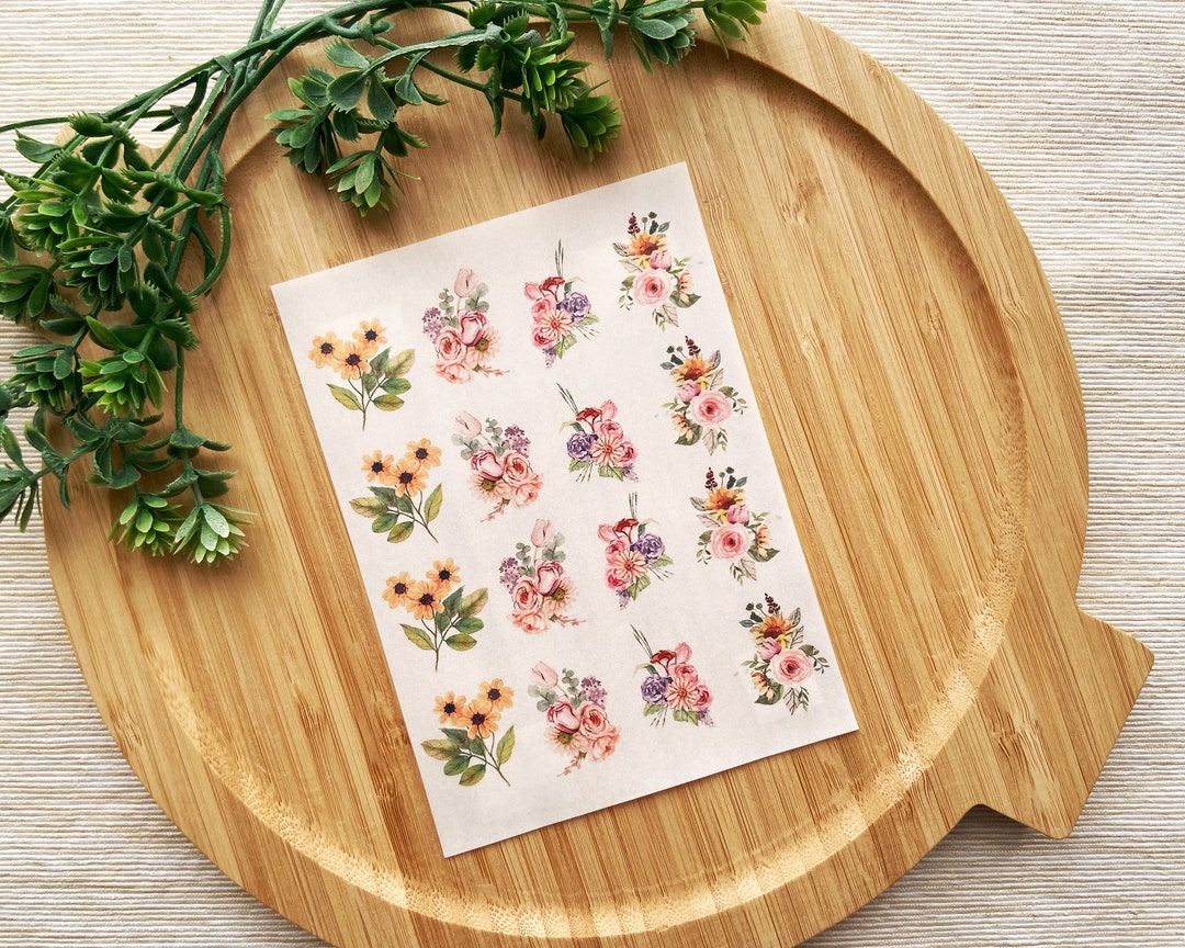 Flower Bouquets Clay Transfer Sheet, Water Soluble Transfer Paper ...