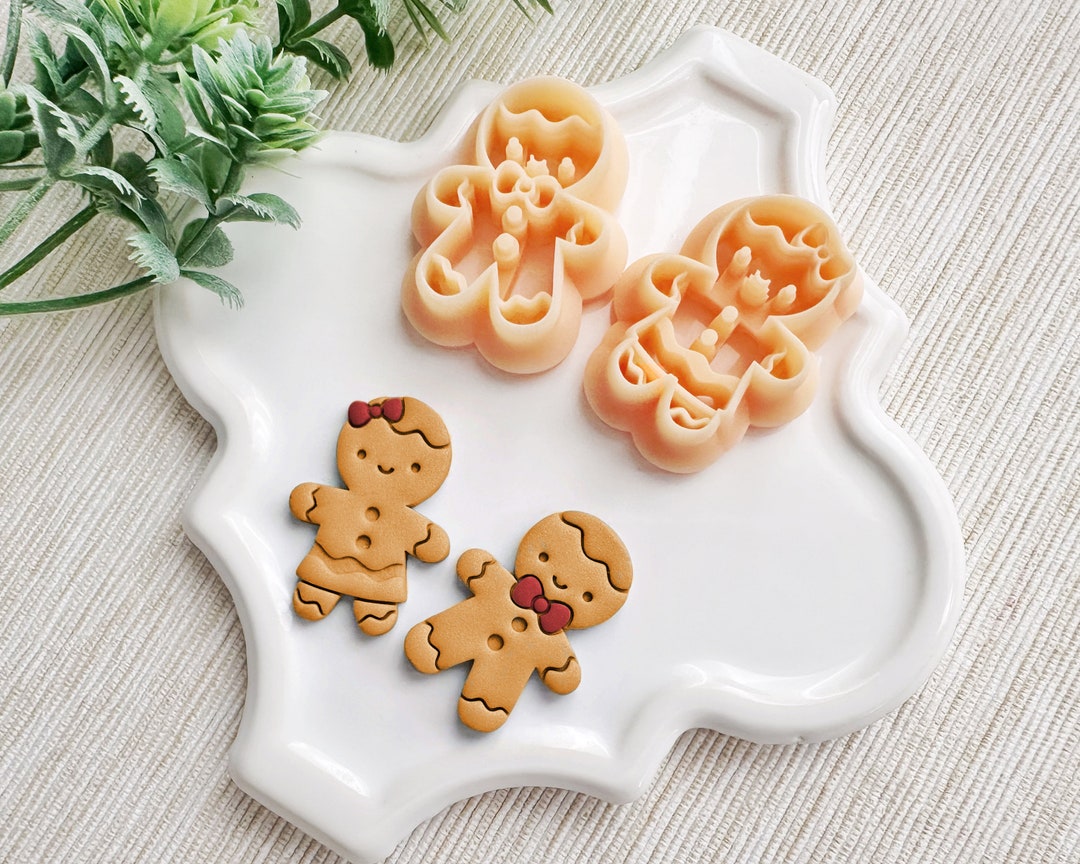 Cute Gingerbread Couple Christmas Clay Cutter, Polymer Clay Cutter for ...