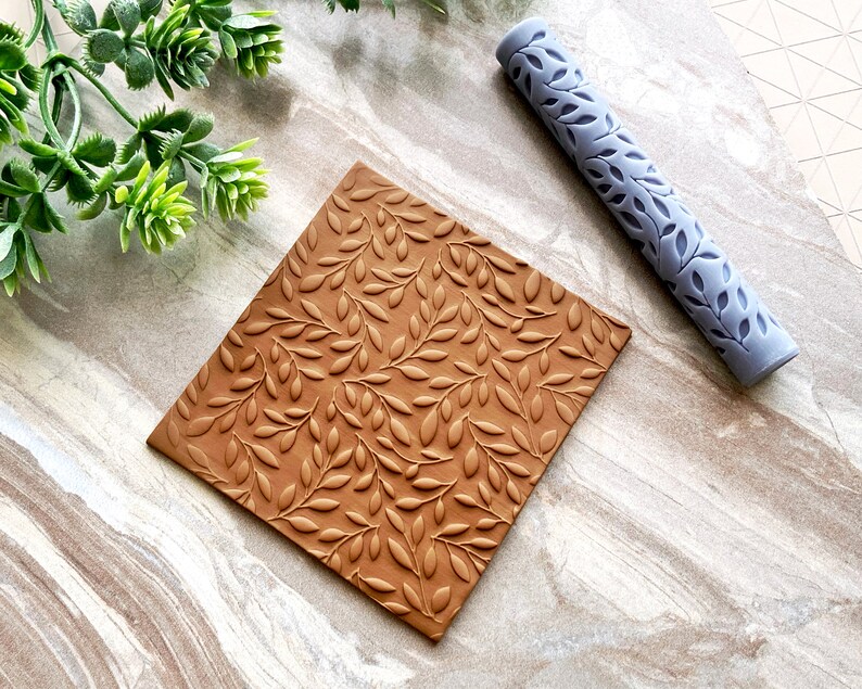 Branches With Leaves Clay Texture Roller Spring Pattern - Etsy