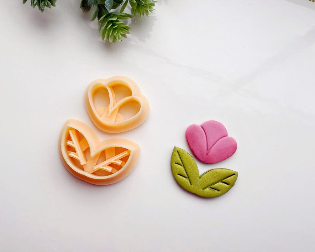 Tulip Duo Clay Cutter Set: Flower & Leaf Polymer Jewelry Tool - Etsy