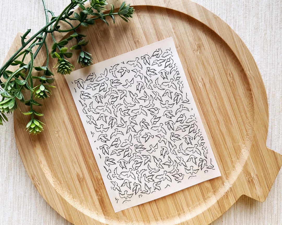 Birds Spring Floral Clay Transfer Sheet, Water Soluble Transfer Paper ...