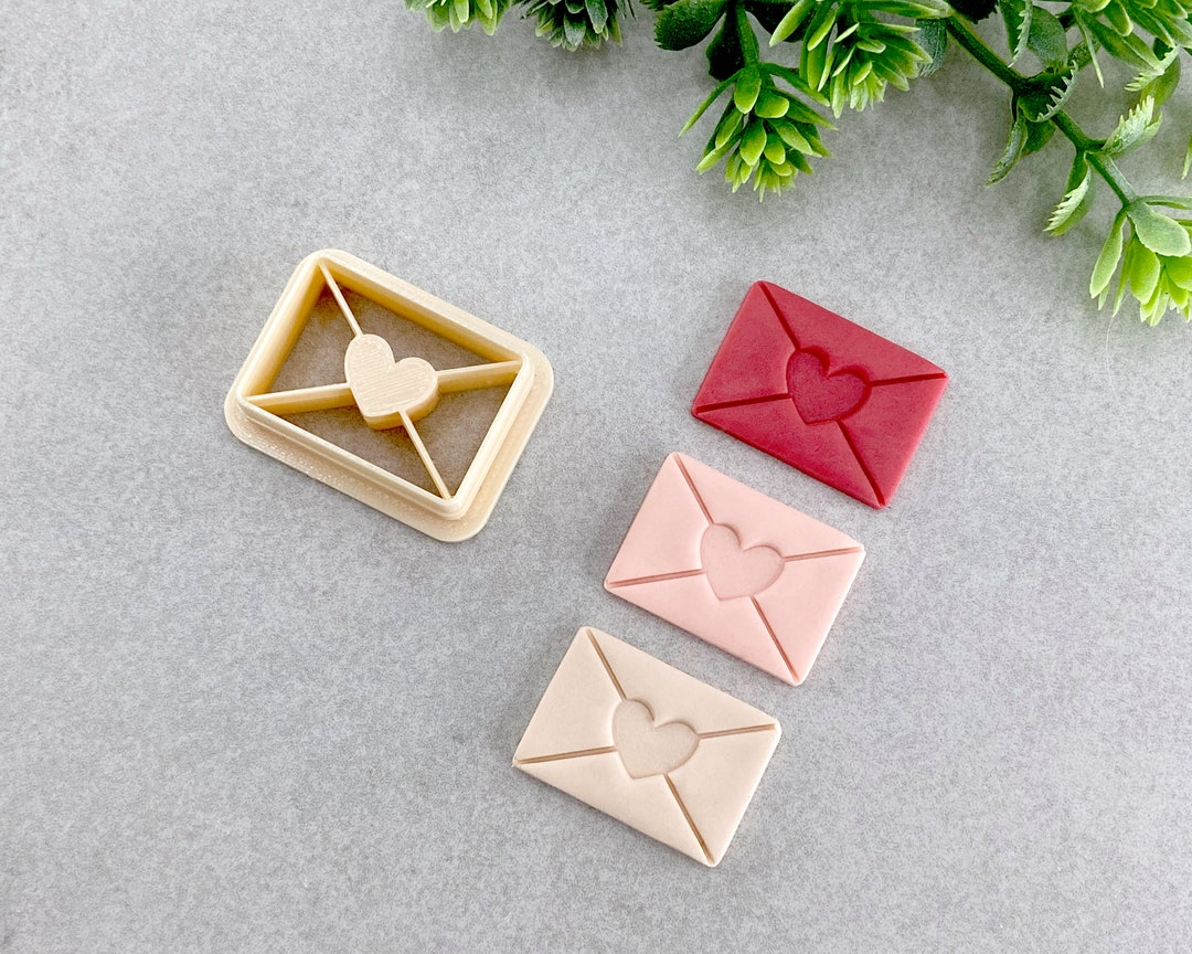Love Letter Valentine's Day Clay Cutter, Envelope With Heart Shaped ...