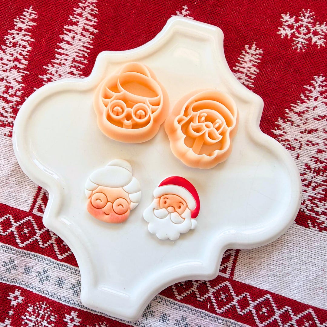 Santa and Mrs Claus Clay Cutter – Polymer Clay Christmas Earrings Tool ...