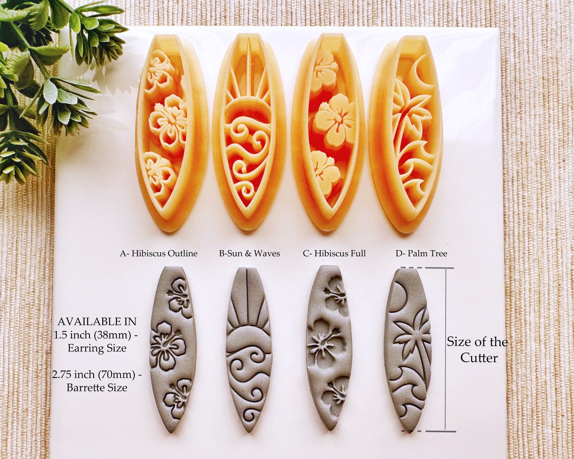 Embossing Surfboards Summer Clay Cutter, Surfboard Summer Polymer Clay ...