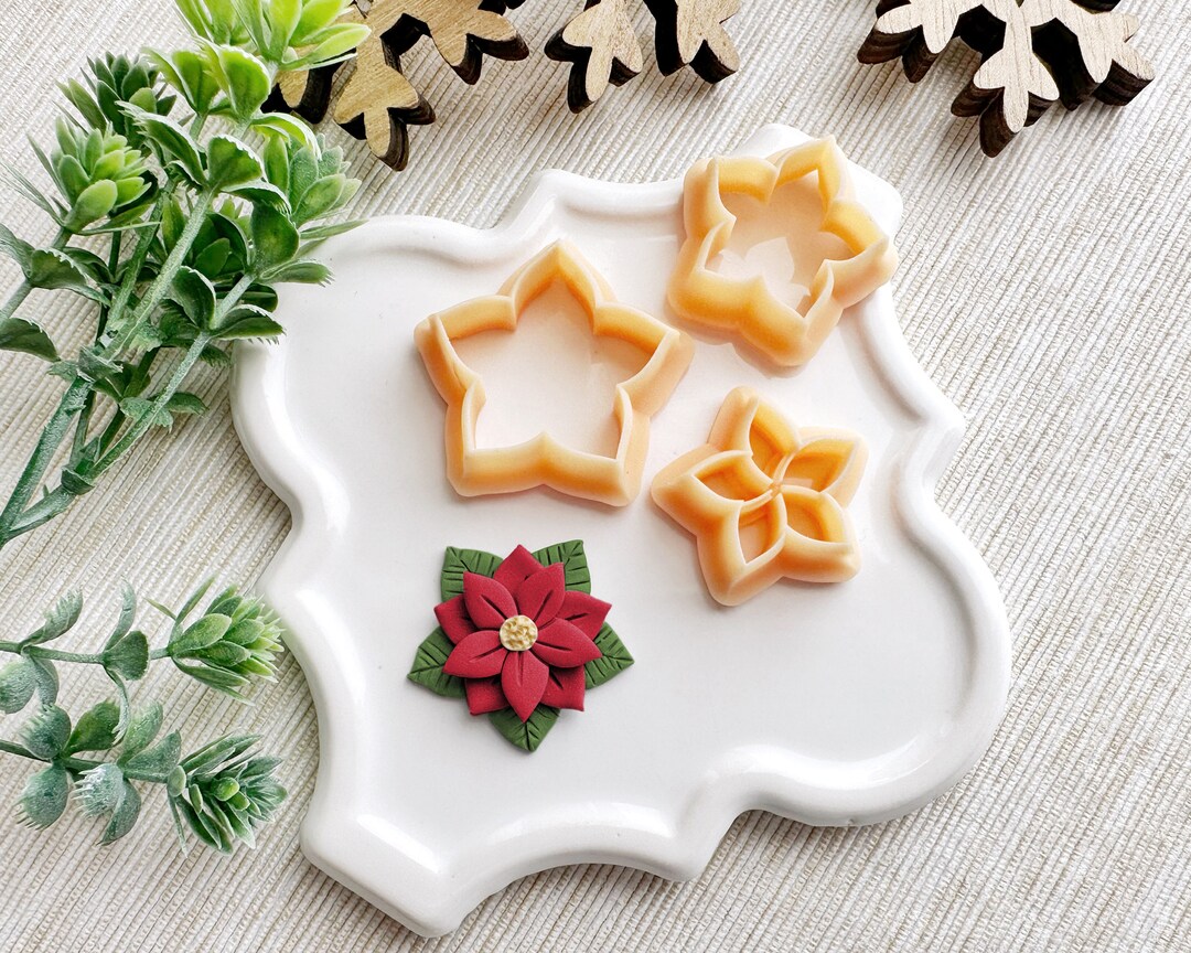 Poinsettia Maker Christmas Clay Cutter Set of 3, Polymer Clay Cutter ...