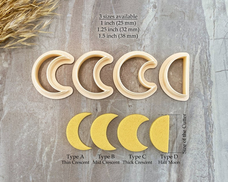Moon Phases Crescent & Half Moon Clay Cutter, Polymer Clay Earring ...