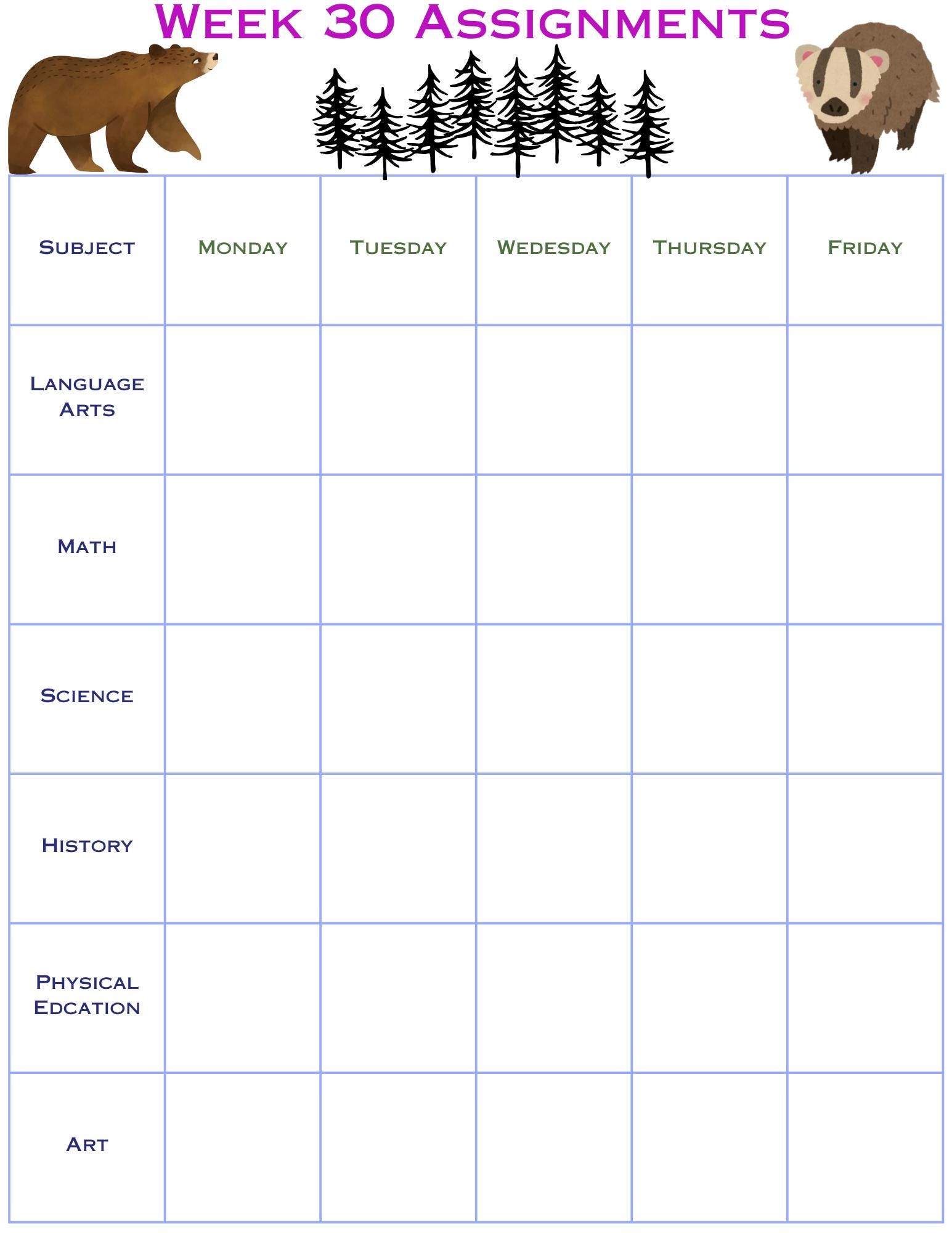 Homeschool Planner 2025/26 Printable – Weekly Assignment Sheets ...