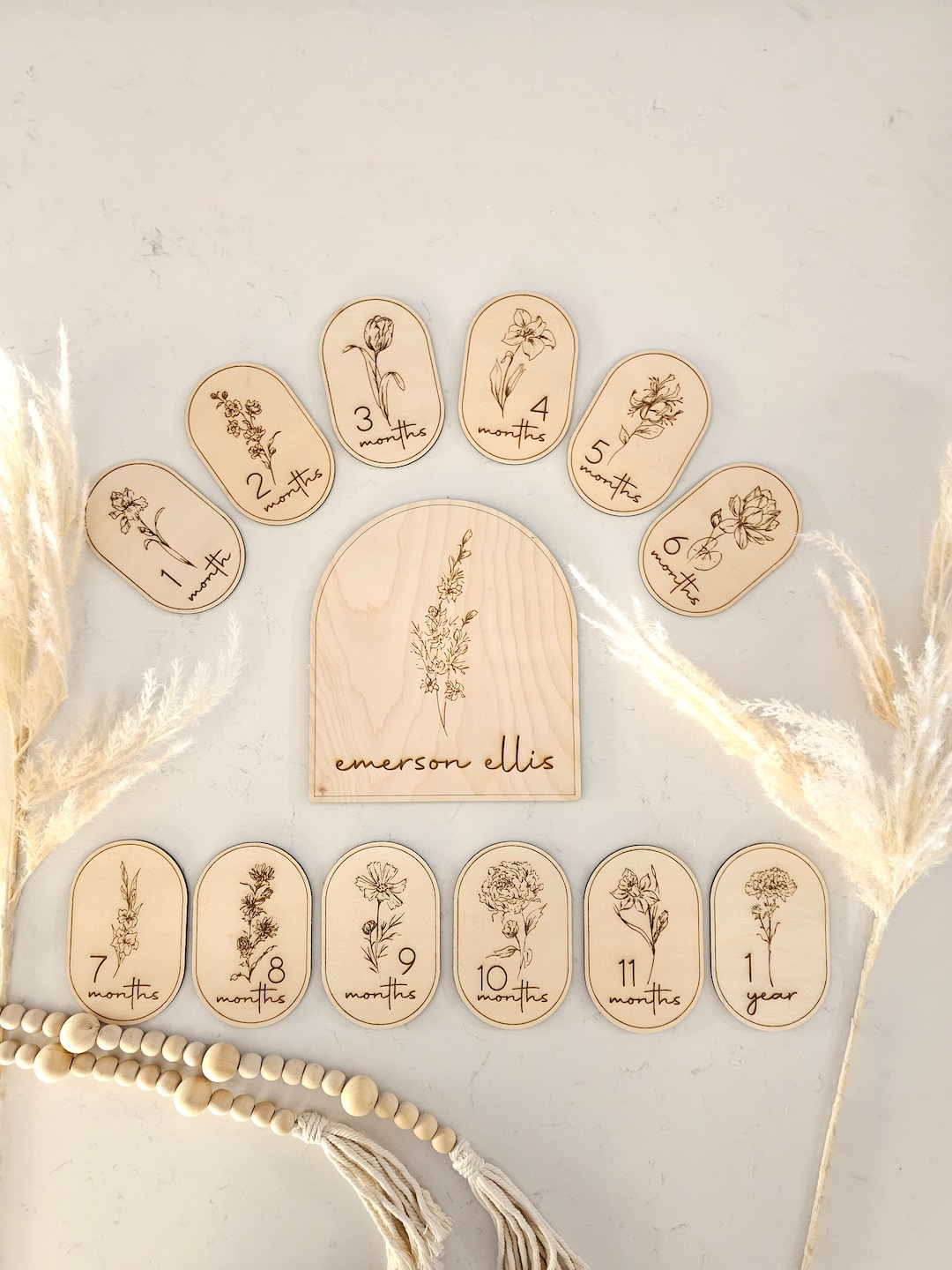 Wildflower Baby Milestone | Flower Birth Announcement | Wooden Flower ...