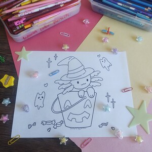 Halloween Axolotl Coloring Pages Digital Download - Etsy