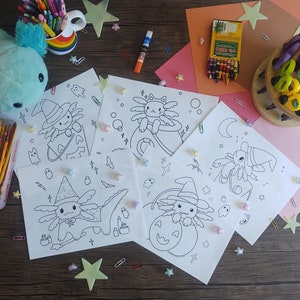 Halloween Axolotl Coloring Pages Digital Download - Etsy