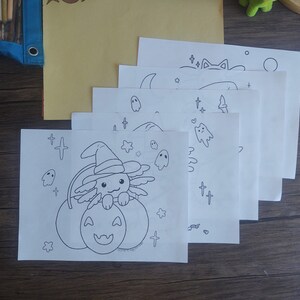 Halloween Axolotl Coloring Pages Digital Download - Etsy
