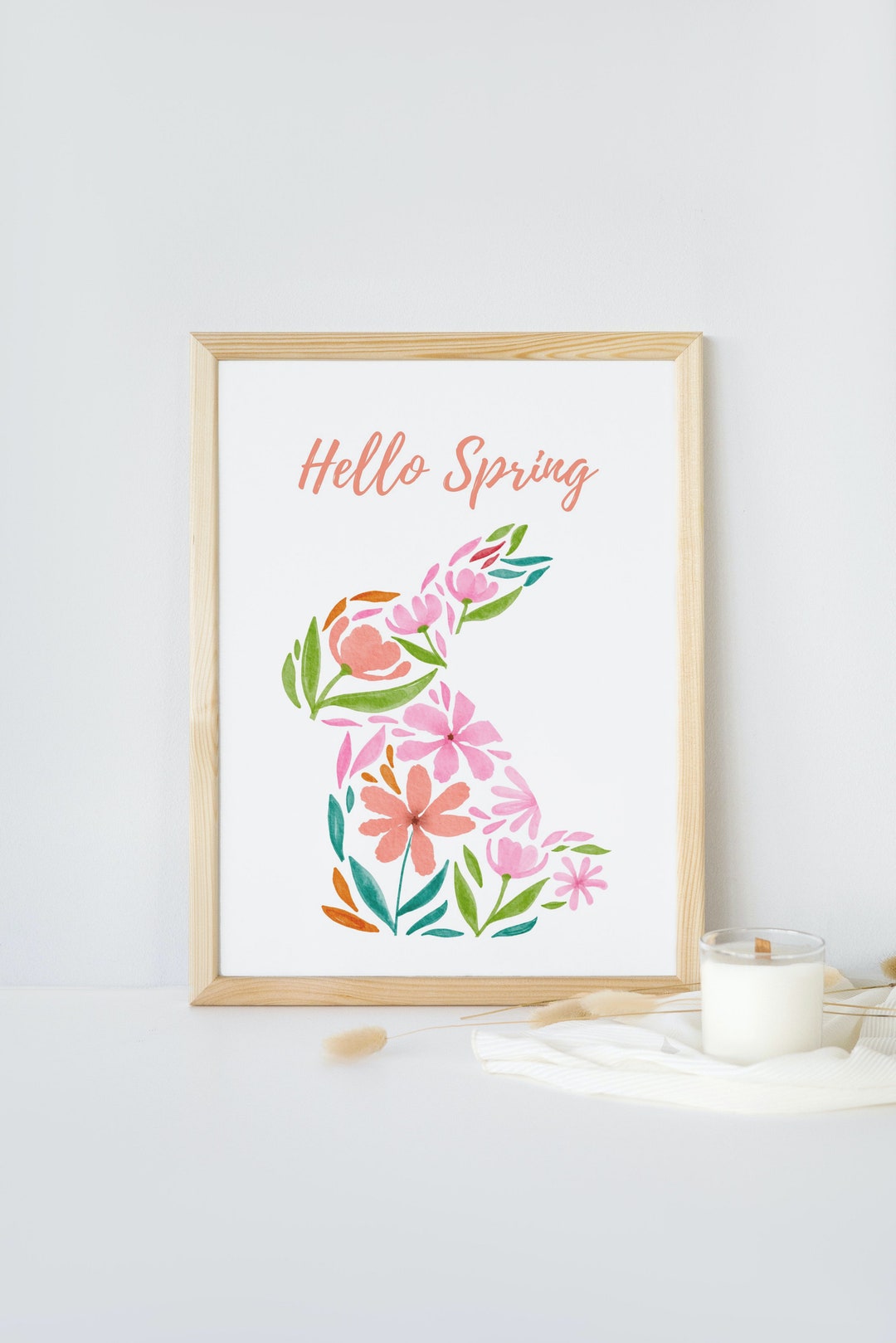 Rabbit Printable, Spring Wall Art, Spring Wall Decor, Rabbit Mosaic ...