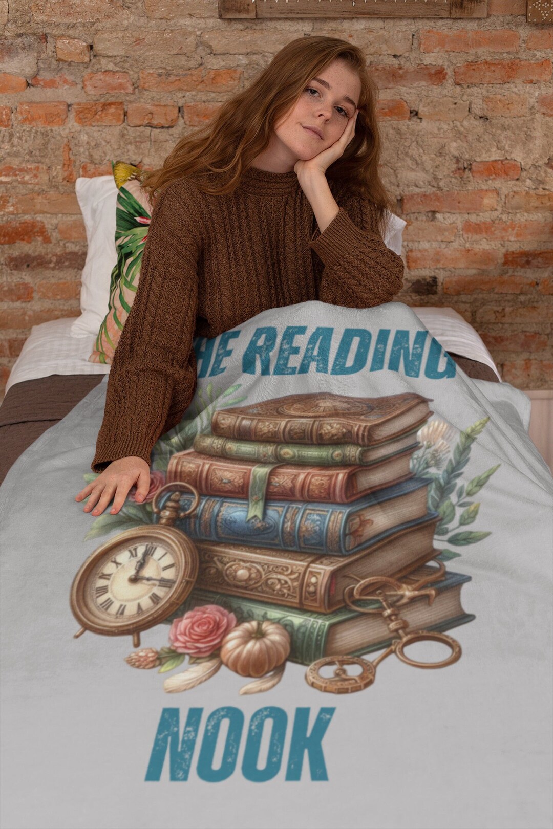 Reading Nook Velveteen Plush Blanket, Reading Lover Gift Throw, Book ...