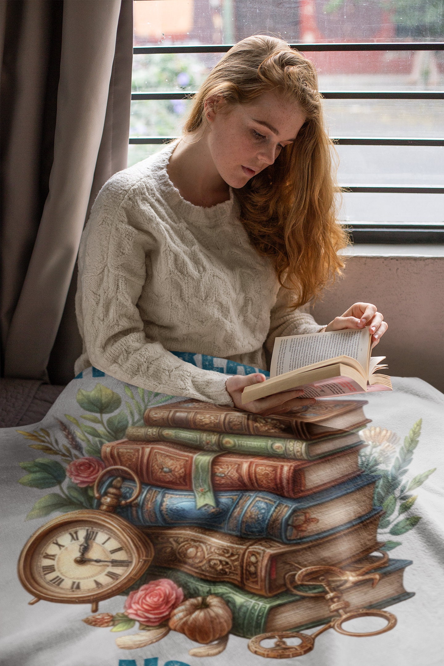 Reading Nook Velveteen Plush Blanket, Reading Lover Gift Throw, Book ...