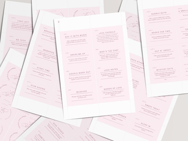 Customizable Couple Challenge Printable Date Cards, Valentine's Day ...